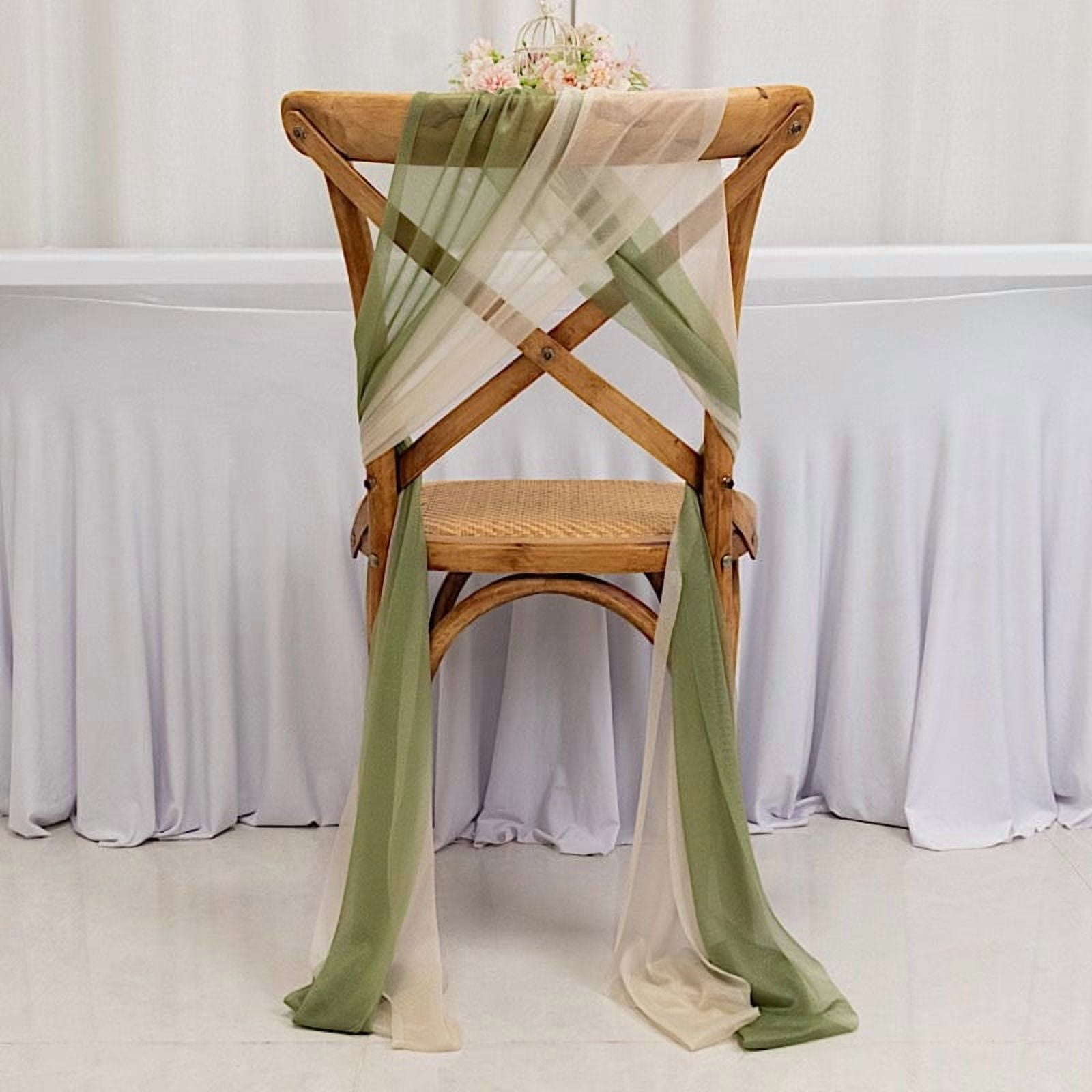 BalsaCircle 20 Dusty Sage Green Beige Sheer Chair Sash Sashes Wedding ...