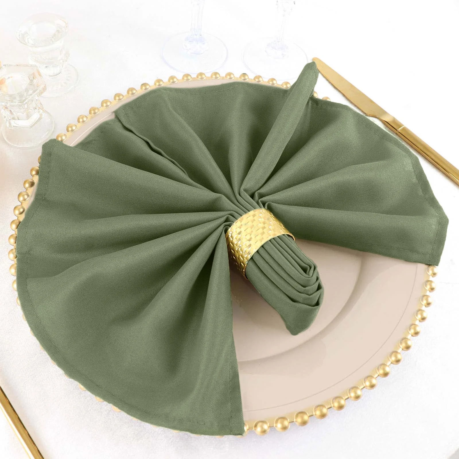 BalsaCircle 20 Pieces 20" Eucalyptus Green Polyester Napkins Wedding ...