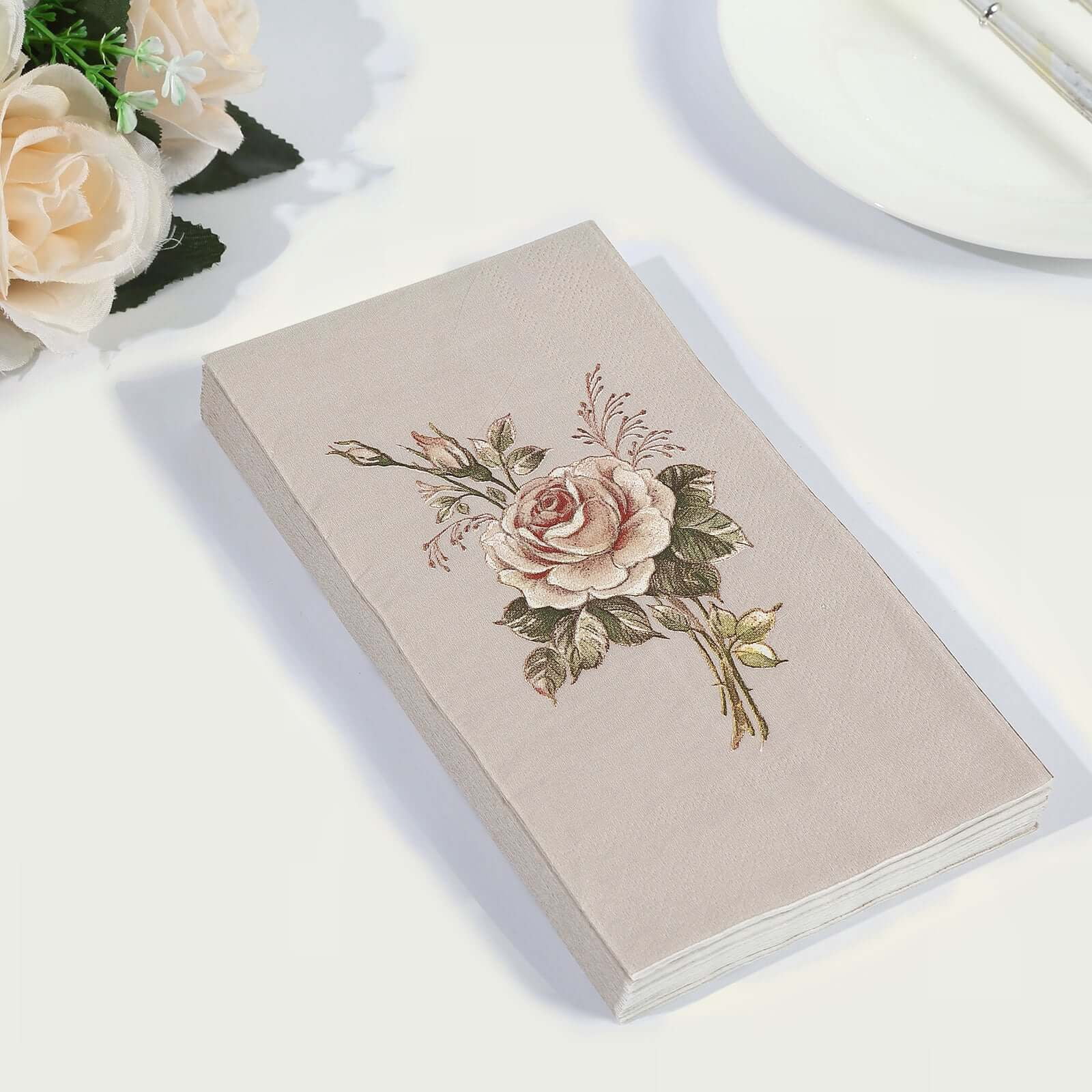 BalsaCircle 20 Pink Ivory 2 Ply Disposable Dinner Paper Napkins with ...