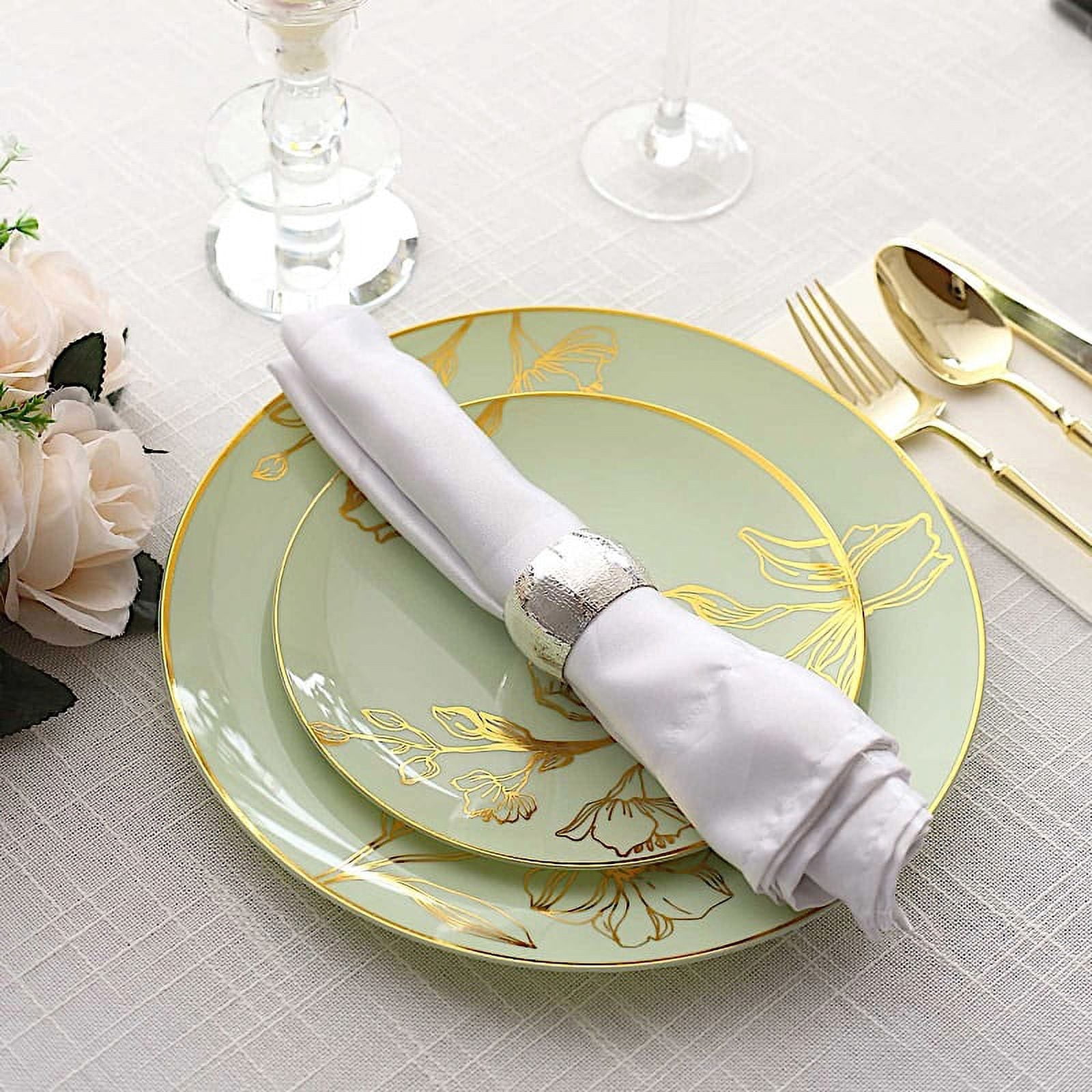 Balsa Circle 20 Sage Green Round Disposable Salad Dinner Plastic PLATES ...