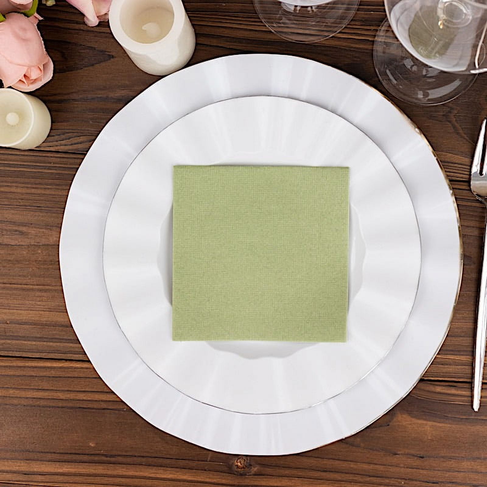 BalsaCircle 20 Sage Green Square 10x10" Disposable Airlaid Paper ...