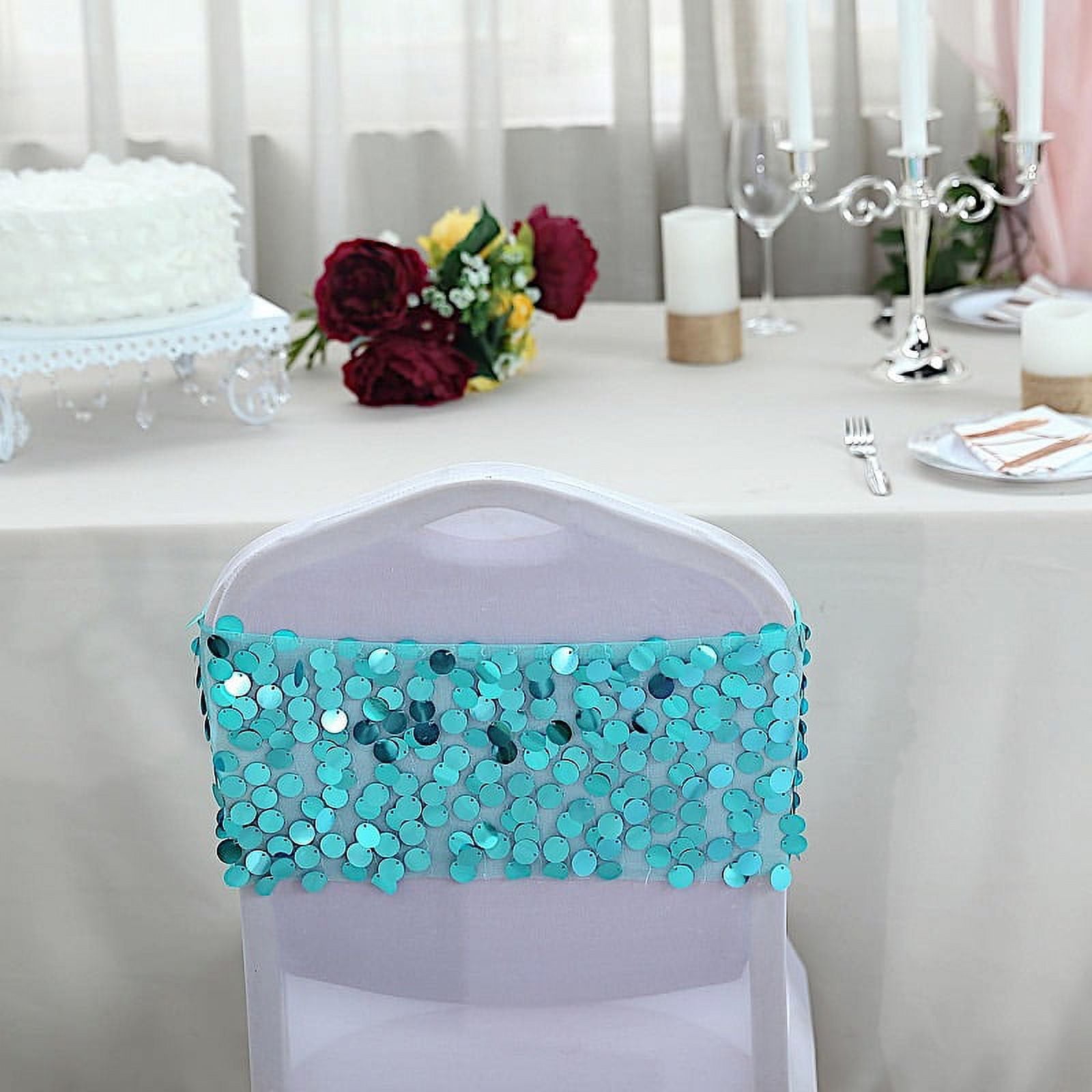 BalsaCircle 20 Turquoise 10" Big Payette Sequined Chair Sashes Catering - Walmart.com