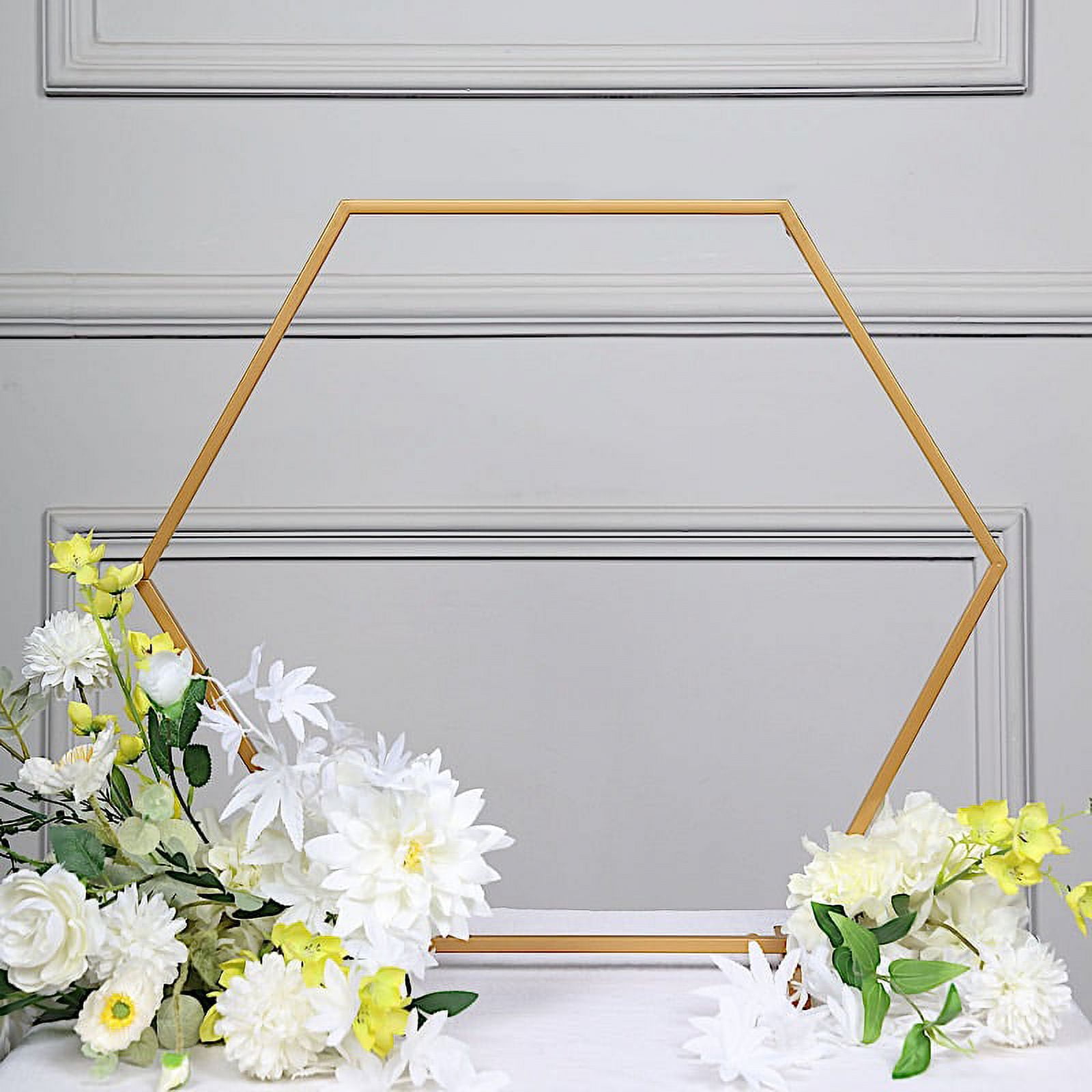 Balsa Circle 21" Gold Hexagon Metal Flower Frame Geometric Table Arch ...