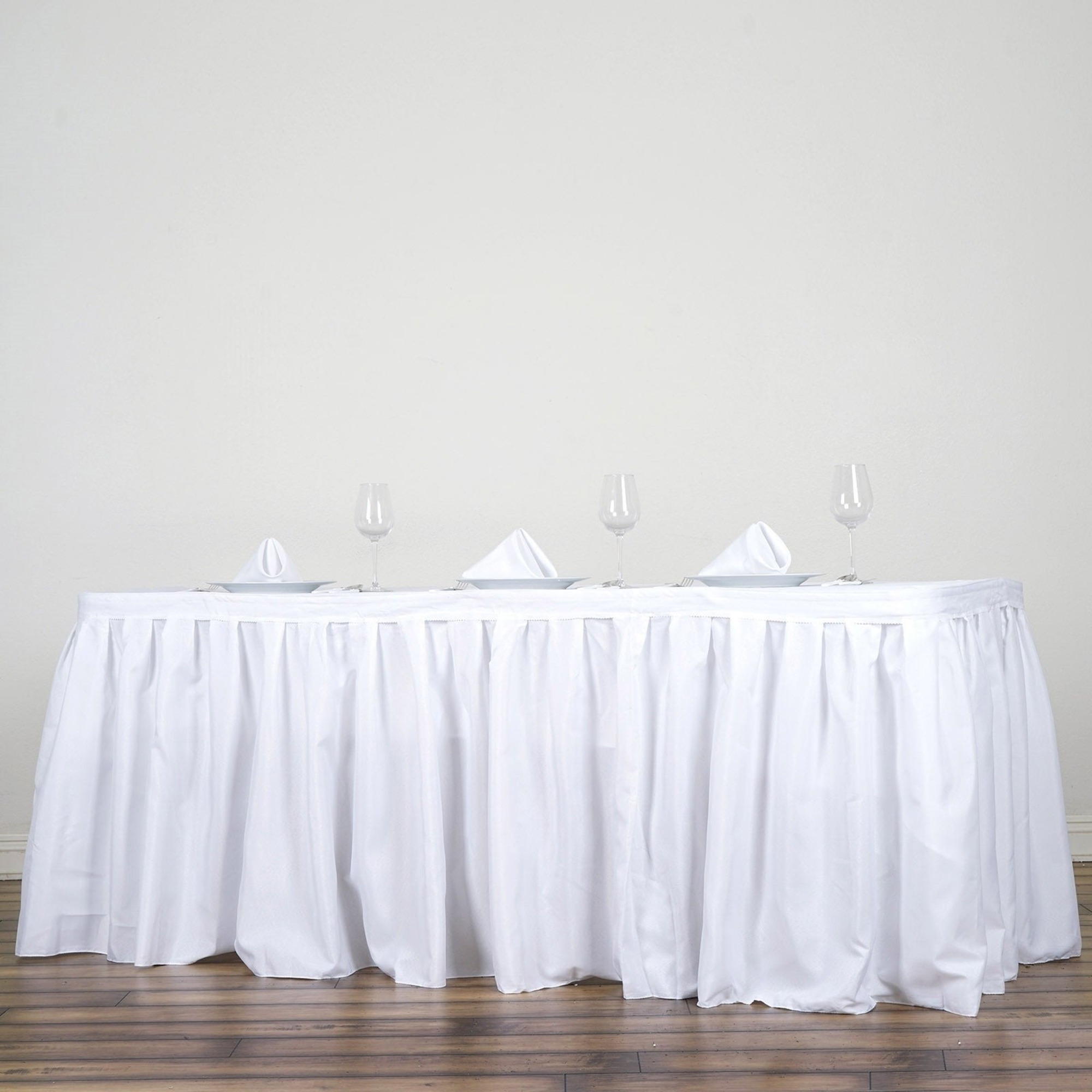BalsaCircle 21 feet x 29" Polyester Banquet Table Skirt White - Walmart.com
