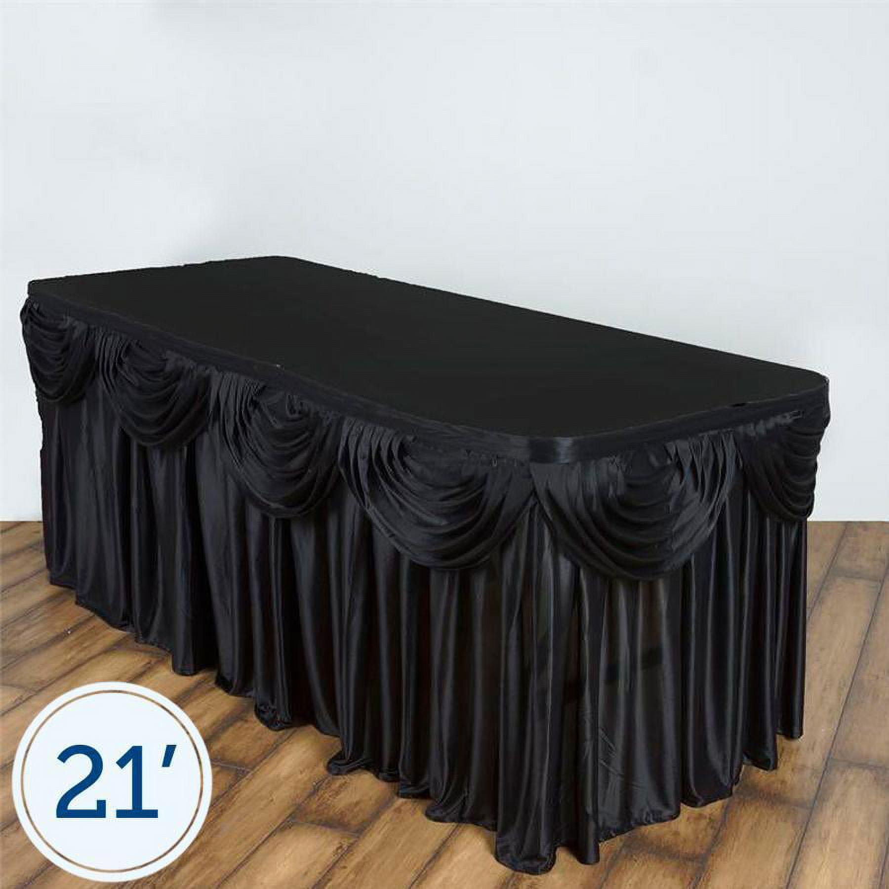 BalsaCircle 21 feet x 29" Satin Drape Banquet Table Skirt Black ...
