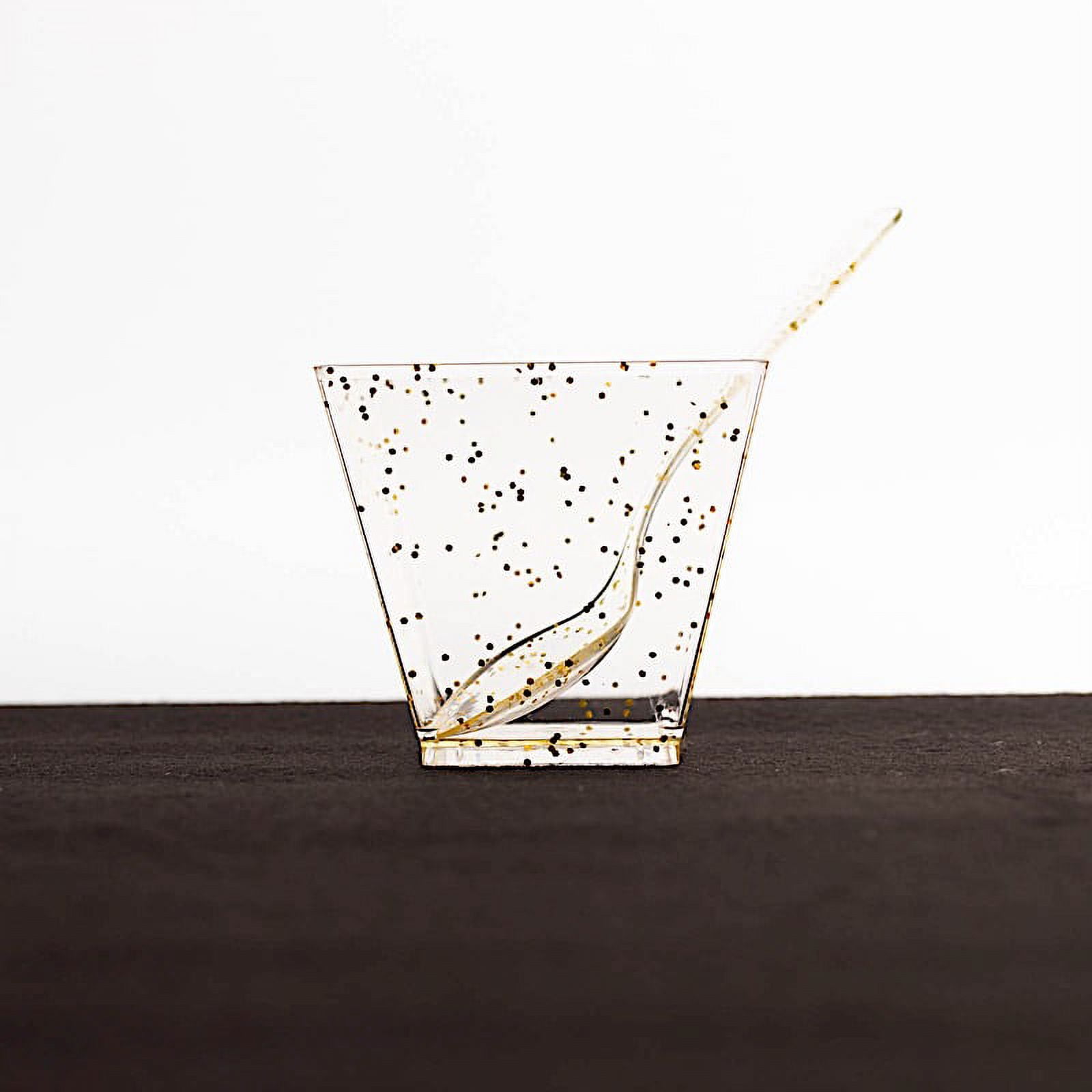 BalsaCircle 24 Clear 2 oz Disposable Gold Glittered Square Plastic ...
