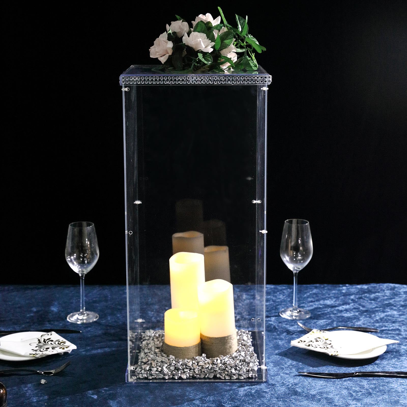 Balsa Circle 24" Clear Acrylic Display Box Centerpiece Column Pedestal ...