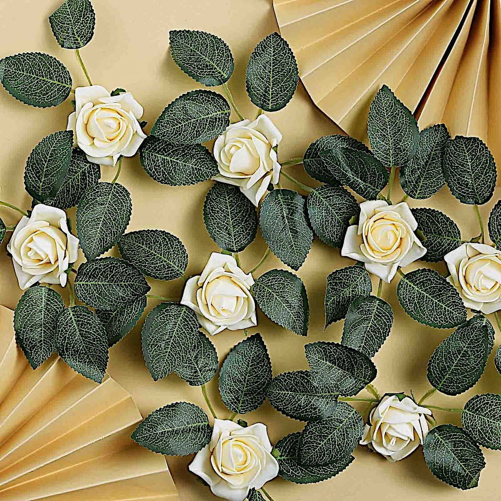 BalsaCircle 24 Cream 2" Mini Foam Roses Artificial Flower Stems ...