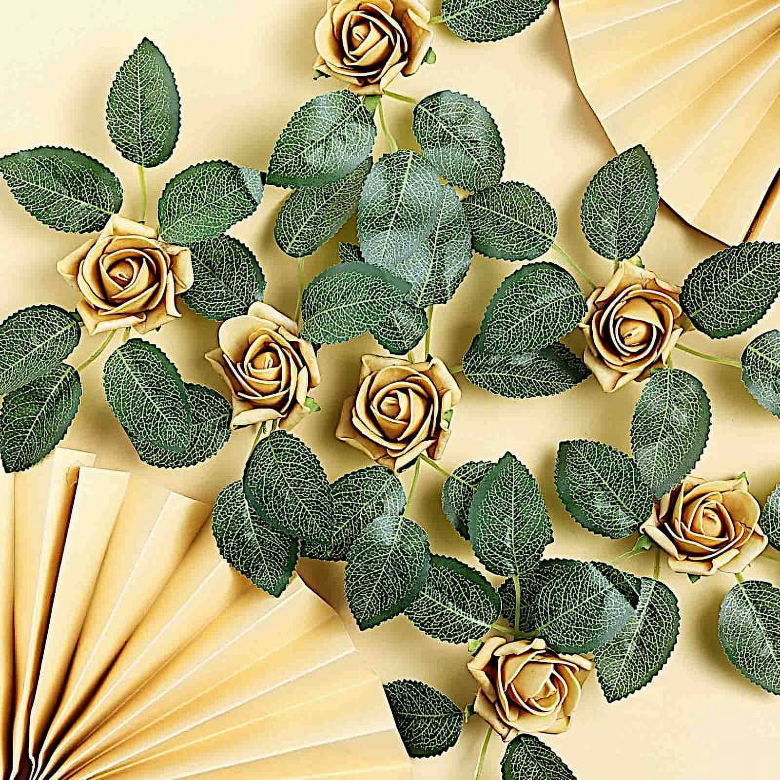 BalsaCircle 24 Gold 2" Mini Foam Roses Artificial Flower Stems ...