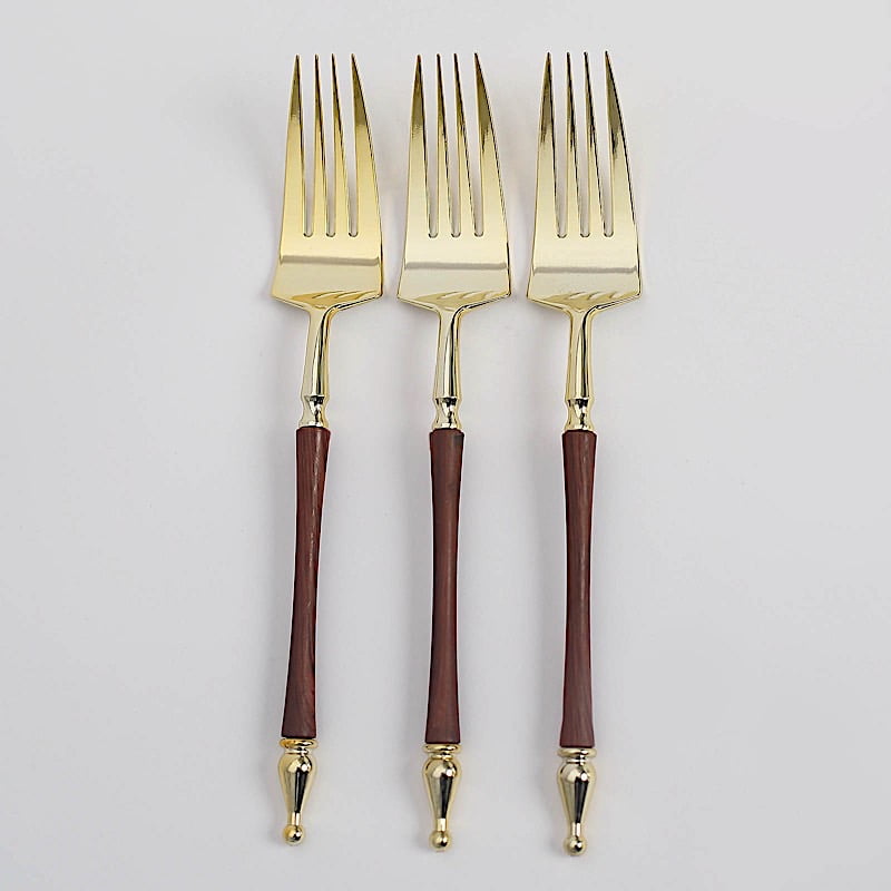 BalsaCircle 24 Gold Brown 8" Disposable Plastic Forks Roman Column ...