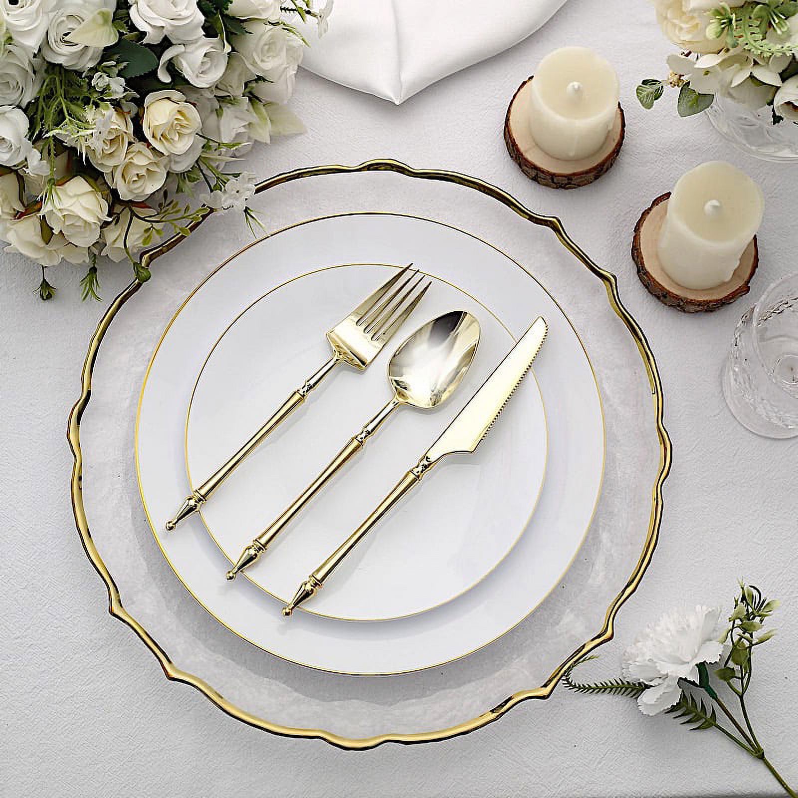 BalsaCircle 24 Gold Disposable Plastic Cutlery Roman Column Handle ...