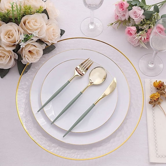 Balsa Circle 24 Metallic Gold Dusty Sage Green Disposable Plastic ...