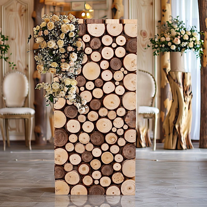BalsaCircle 24 in Natural Rectangular Wooden Slices Pillar Prop ...