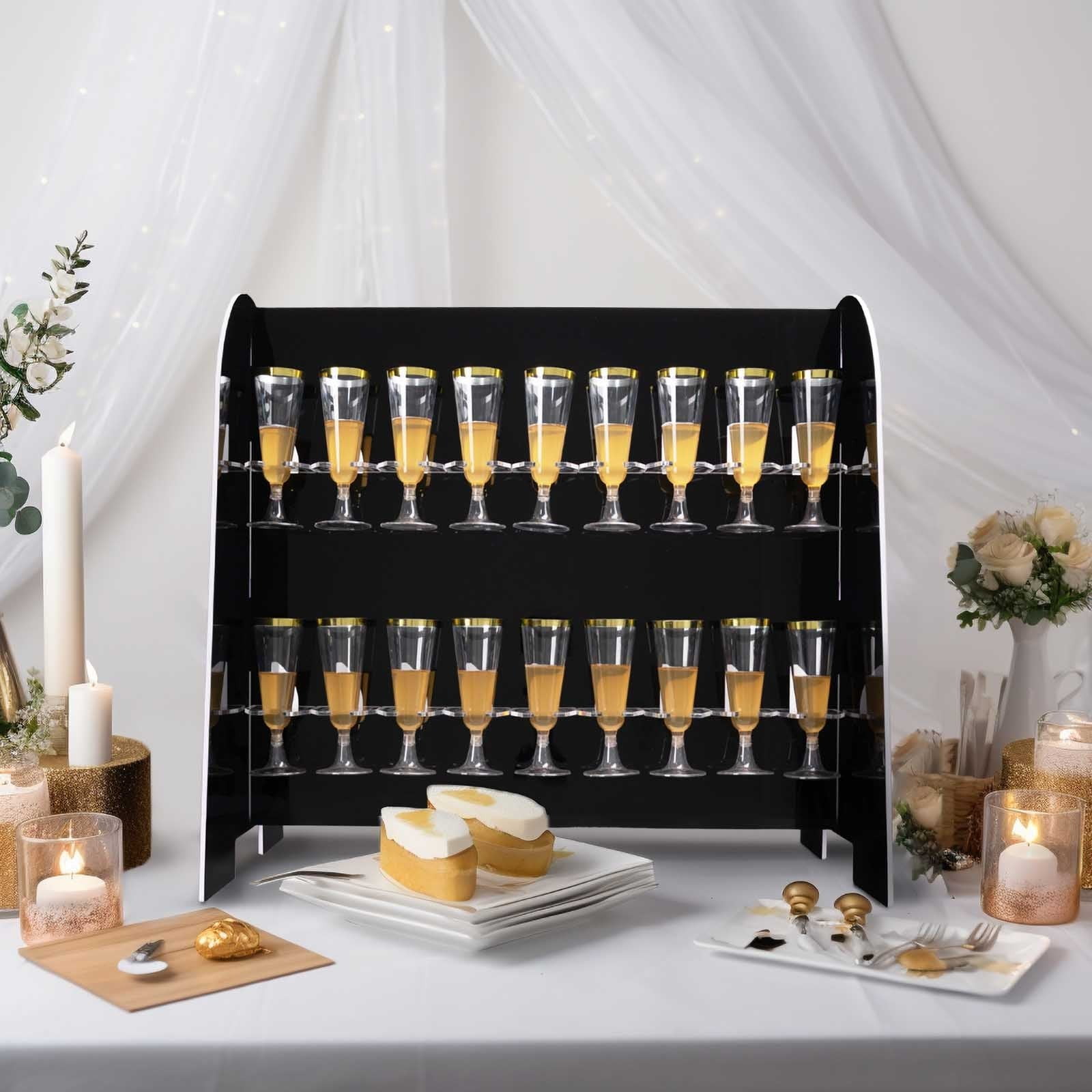 BalsaCircle 25" Black 2-Tier Foam Wine Glass Rack Champagne Flute ...