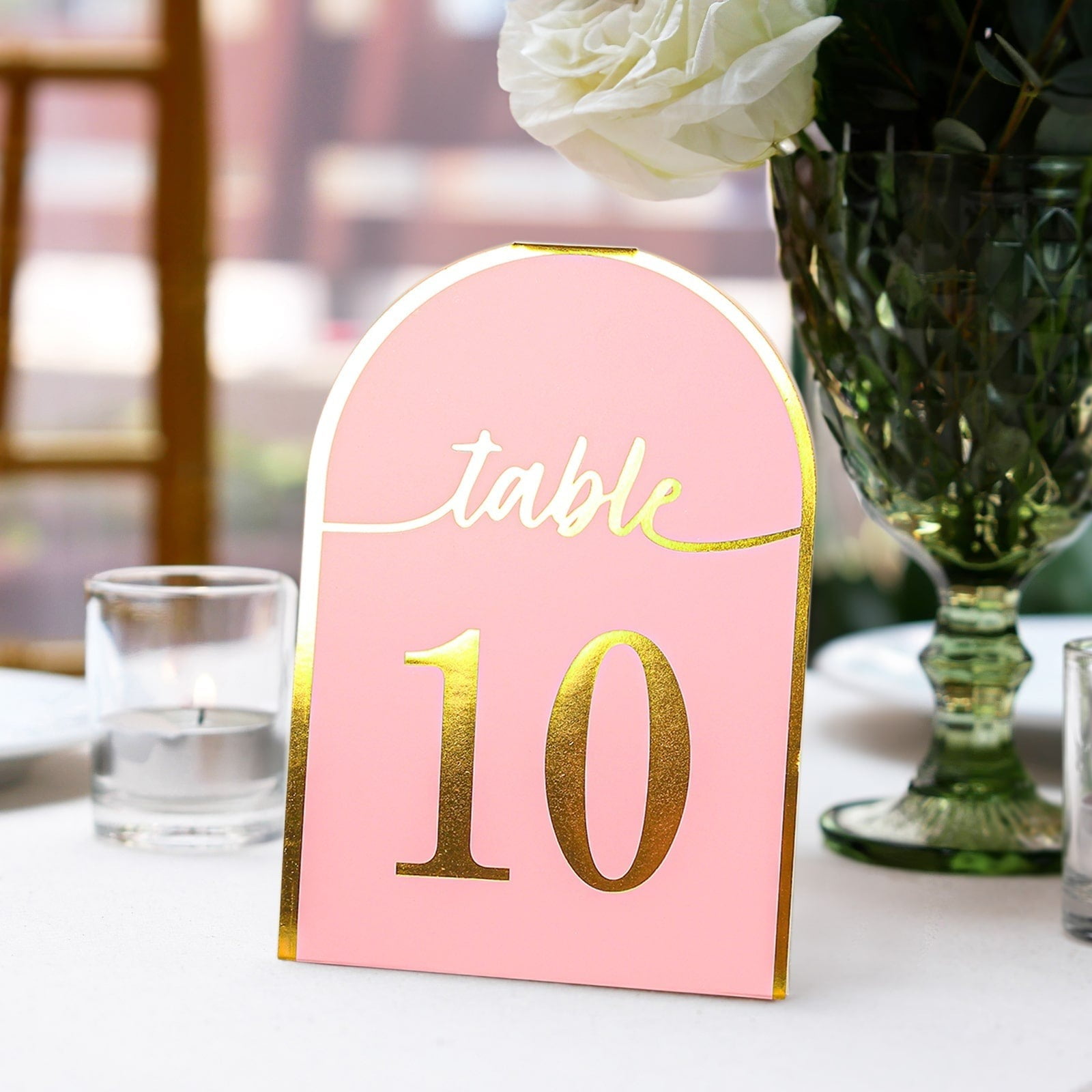 BalsaCircle 25 Blush Paper Table Numbers with Metallic Gold Foil 1-25 ...
