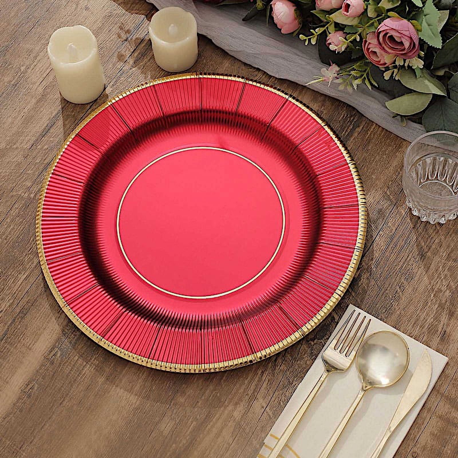 Balsa Circle 25 Burgundy 13" Round Disposable Paper Charger Plates ...