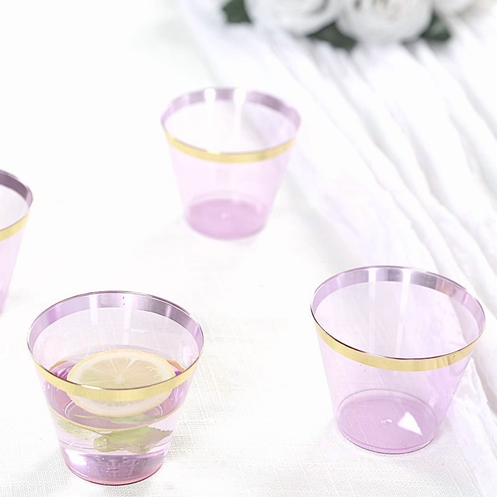 Balsa Circle 25 Purple 9 oz Disposable Plastic Cups Gold Trim Party ...