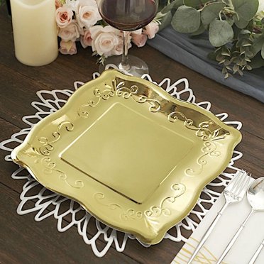 BalsaCircle 10 Elegant Gold Embossed Baroque Trim Disposable Plastic ...