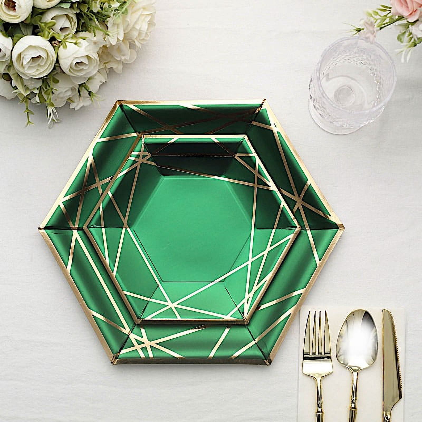 Balsa Circle 25 Hunter Emerald Green 7" Hexagon Disposable Salad Paper ...