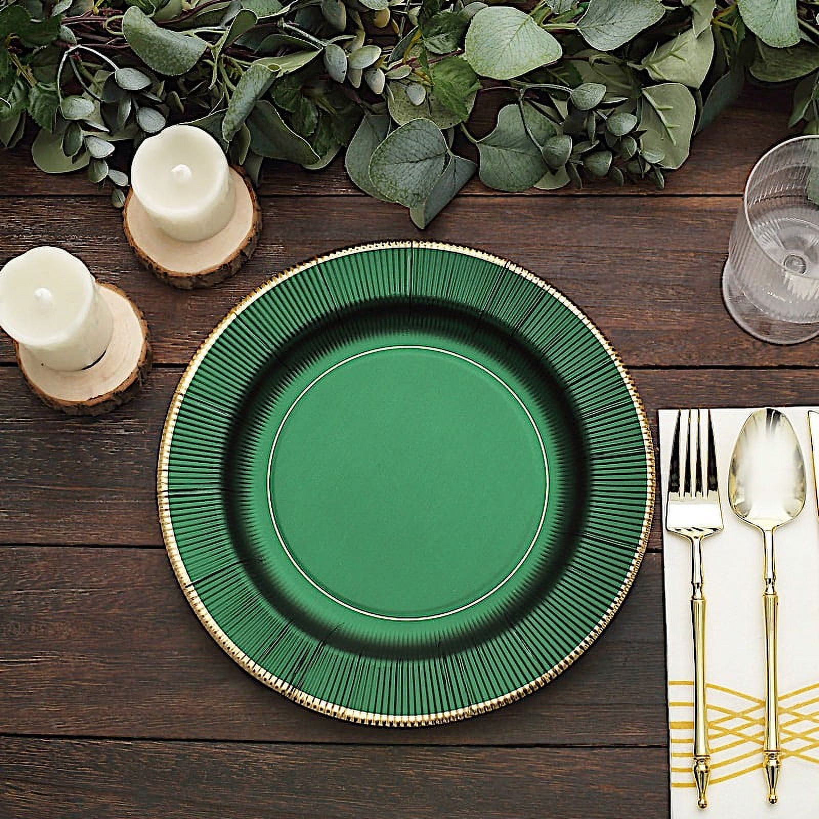 BalsaCircle 25 Metallic Paper Plates - 10" Round, Hunter Green with ...