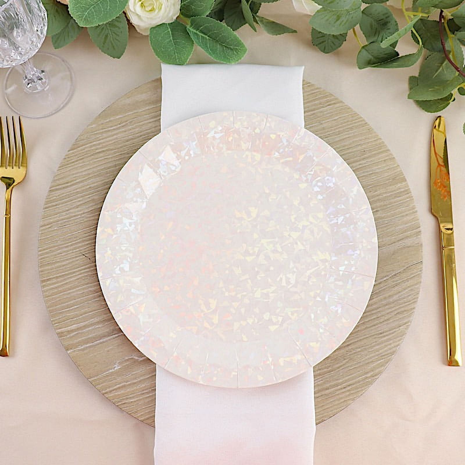 BalsaCircle 25 Iridescent Geometric Round 9" Metallic Disposable Dinner ...