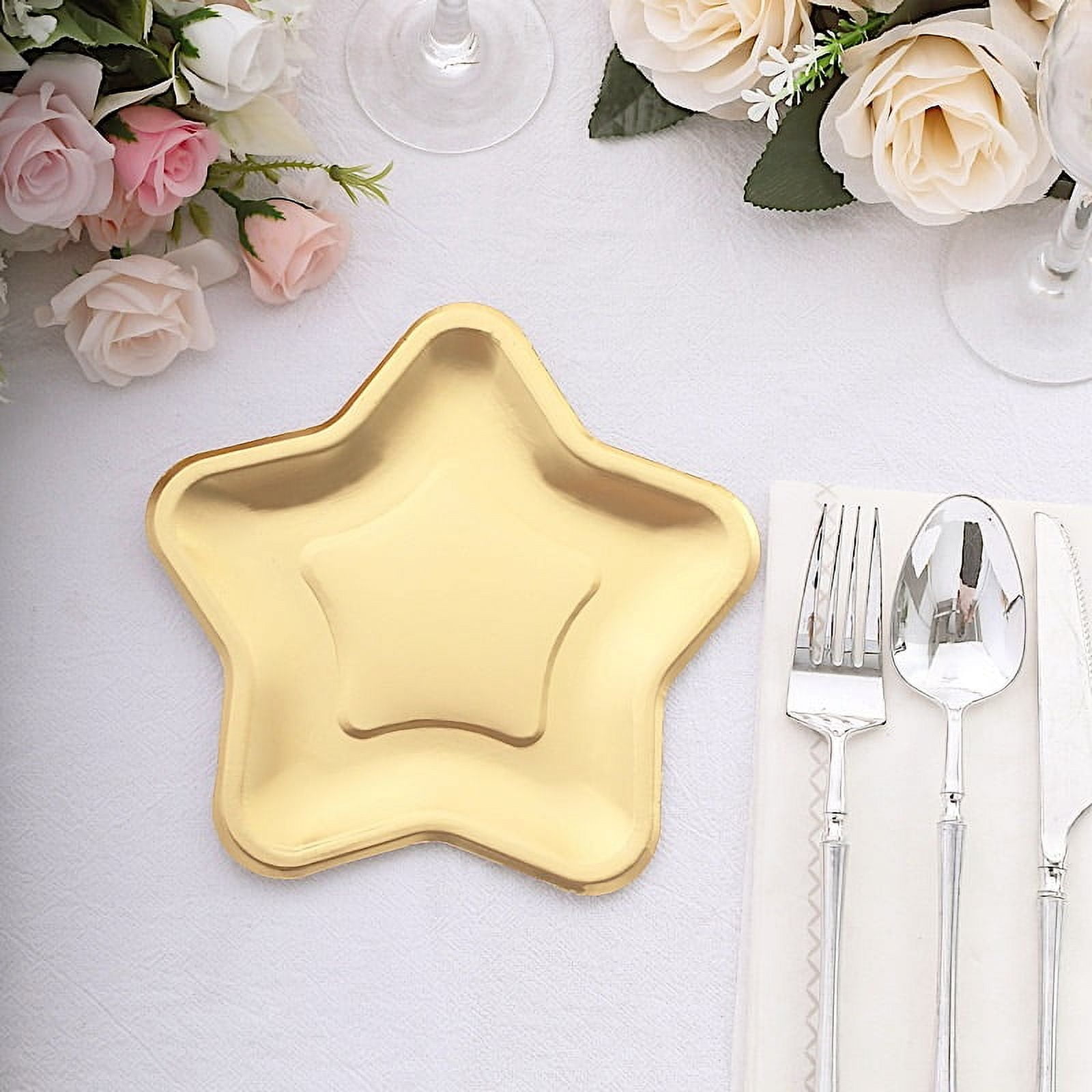 BalsaCircle 25 Matte Gold 7" Star Shaped Disposable Dinner Salad Paper ...