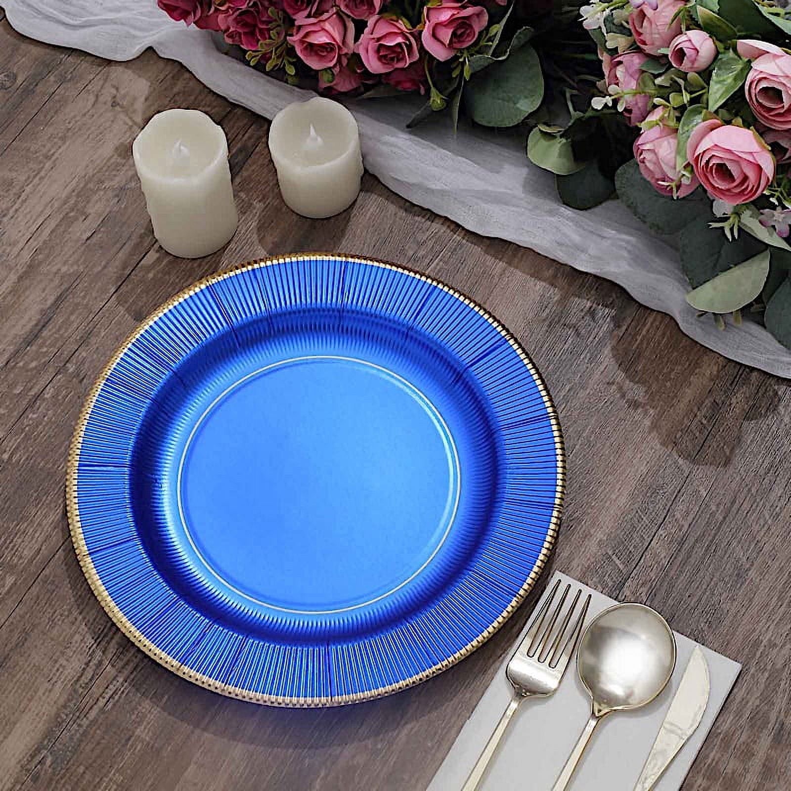 Balsa Circle 25 Royal Blue Round 10" Metallic Disposable Dinner Salad ...