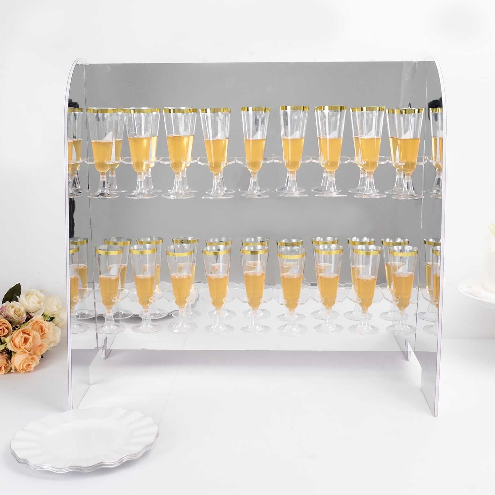 BalsaCircle 25" Silver 2-Tier Foam Wine Glass Rack Champagne Flute ...