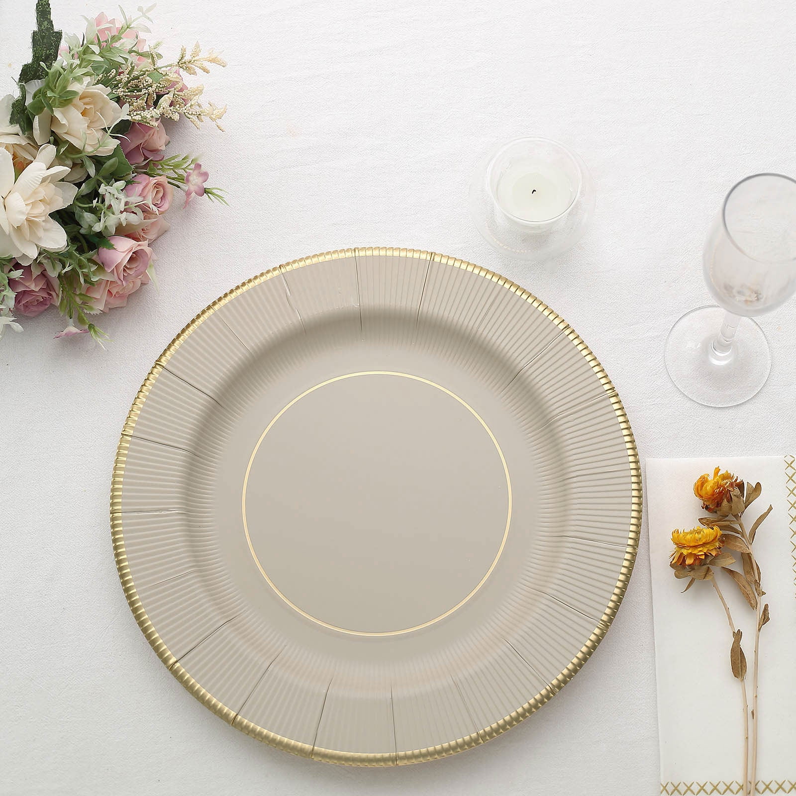 Balsa Circle 25 Taupe 13" Round Disposable Paper Charger Plates ...