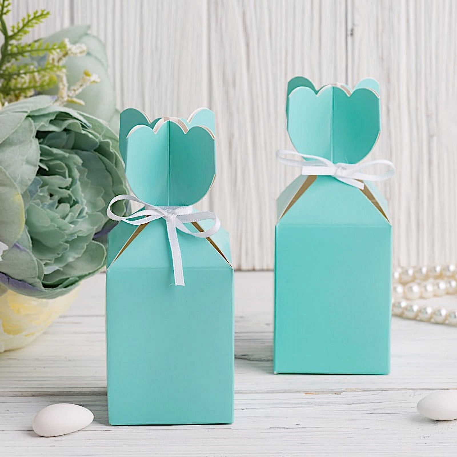 BalsaCircle 25 Turquoise Vase Favor Boxes Satin Ribbons Wedding Party ...