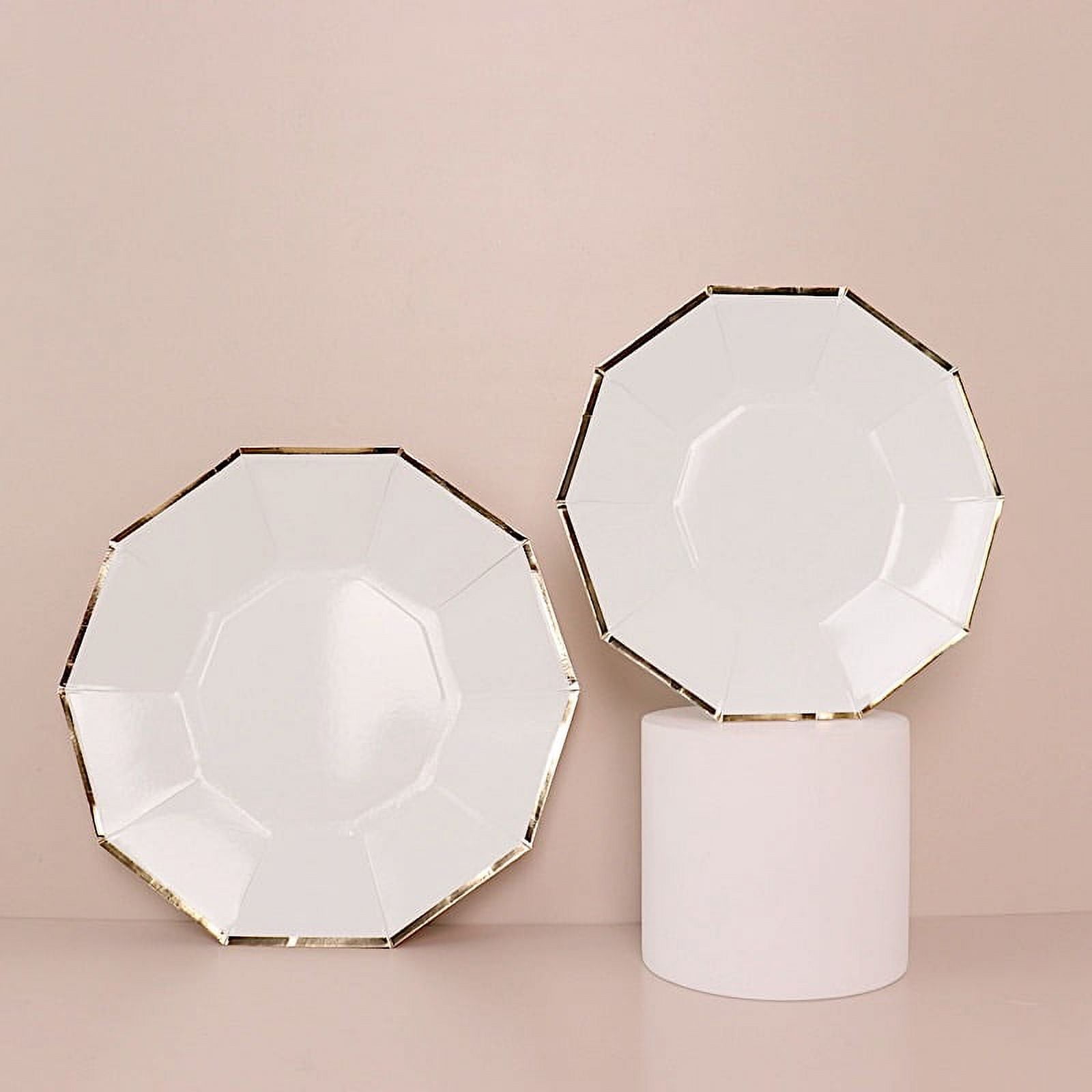 BalsaCircle 25 Elegant Decorative Fancy White 7" Disposable Paper Salad ...
