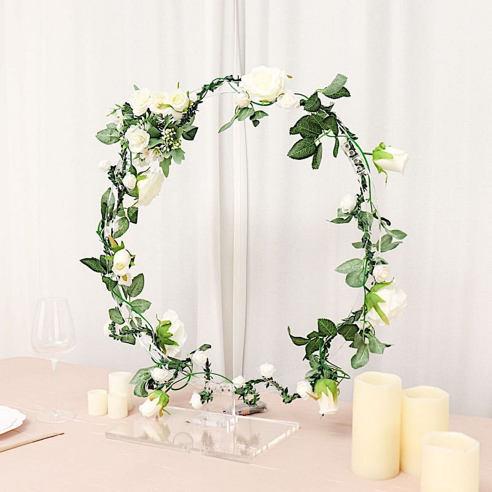 BalsaCircle 26" Clear Round Acrylic Floral Hoop Standing Wreath Ring ...