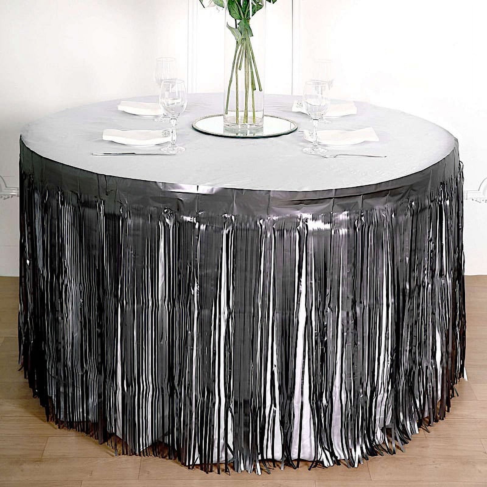 BalsaCircle 29" x 9 feet Matte Charcoal Gray Metallic Foil Fringe Table ...