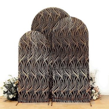 BalsaCircle 3 Crushed Velvet Round Top Wedding Arch Backdrop Stand ...