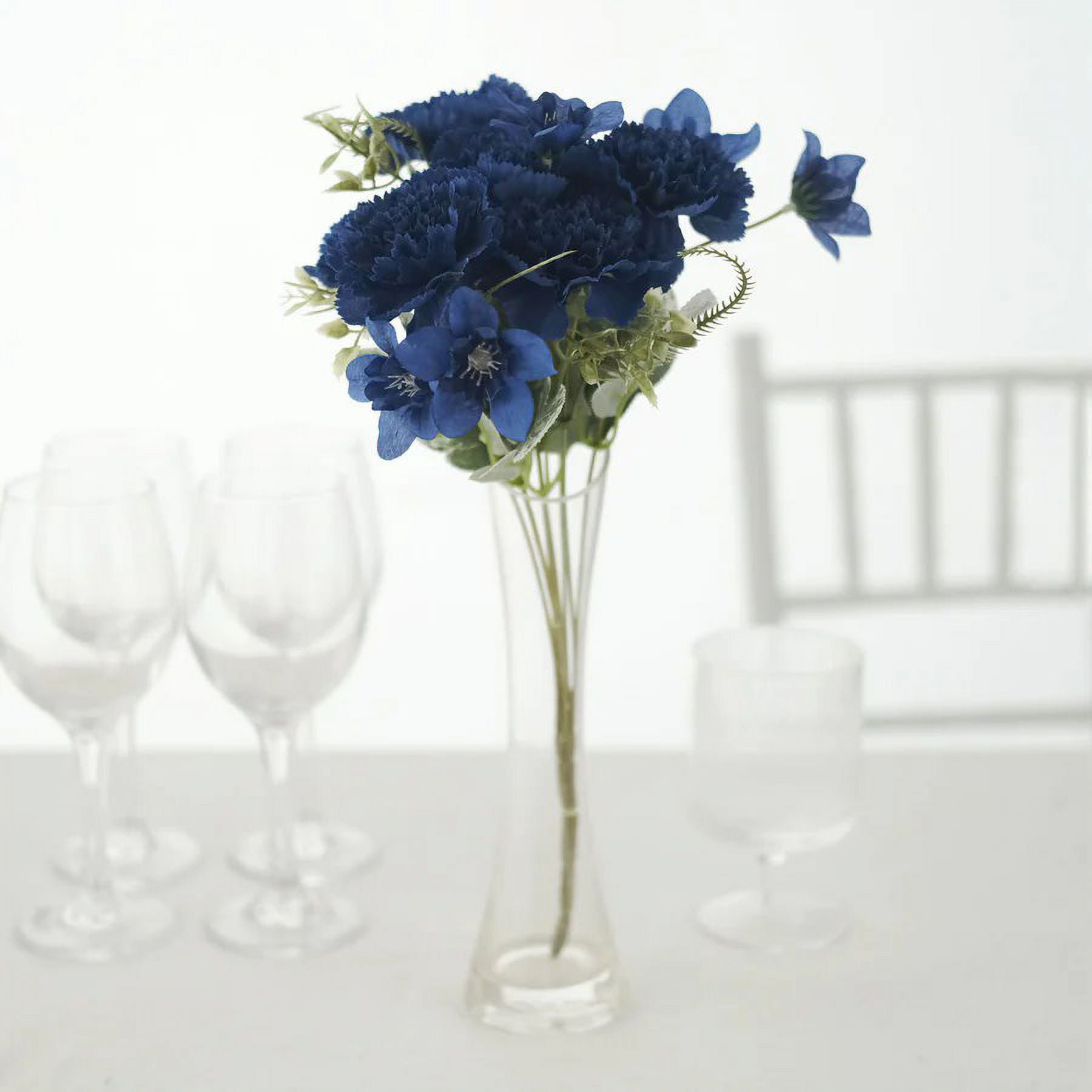 BalsaCircle 3 Bushes Navy Blue 14 in Artificial Flowers Silk Carnation ...
