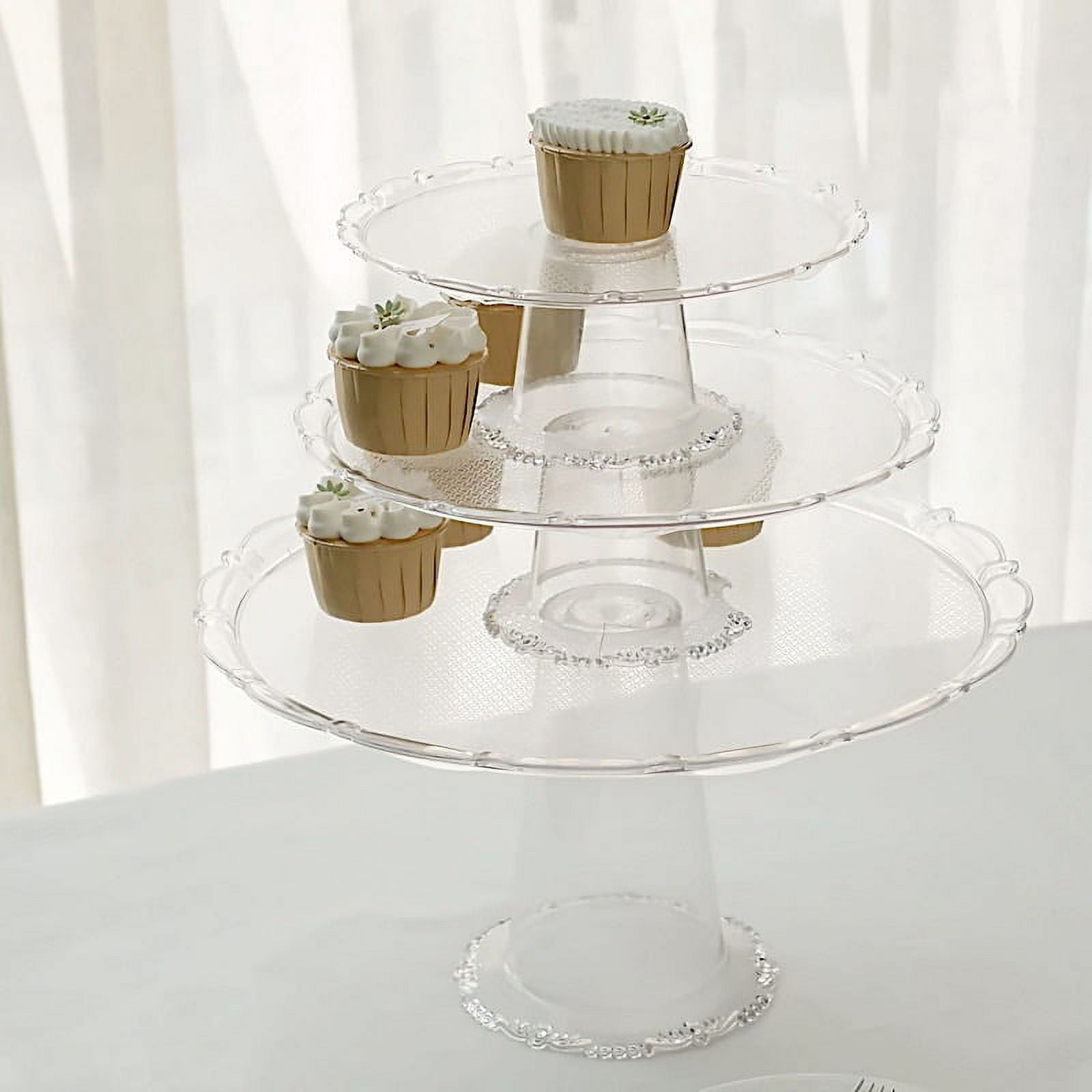 BalsaCircle 3 Clear Round Plastic Cake Cupcake Stands, Stackable ...