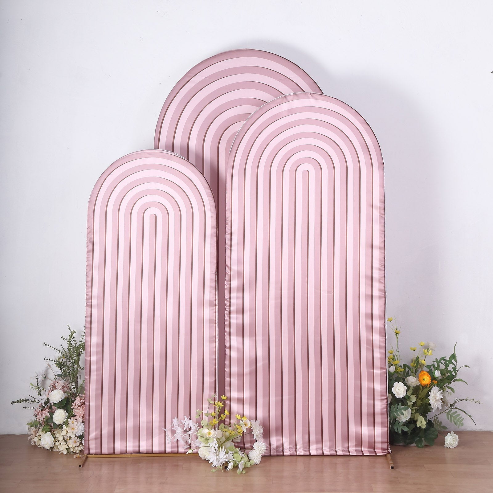 BalsaCircle 3 Dusty Rose Ripple Satin Round Top Wedding Arch Backdrop ...