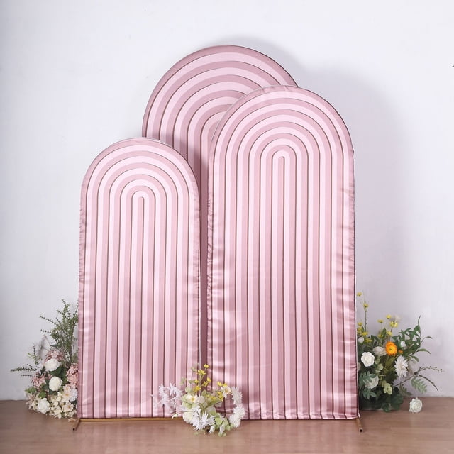 BalsaCircle 3 Dusty Rose Ripple Satin Round Top Wedding Arch Backdrop ...