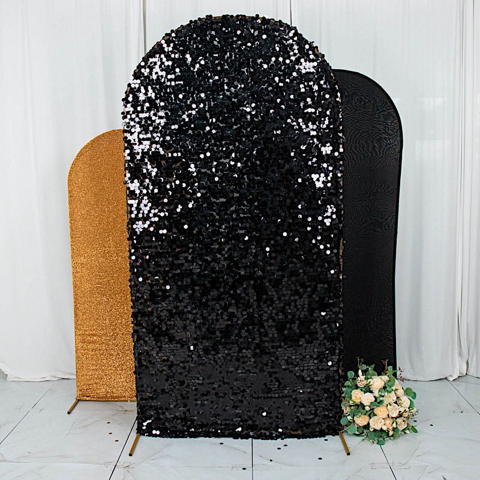 BalsaCircle 3 Black Gold Fitted Assorted Round Top Wedding Arch ...