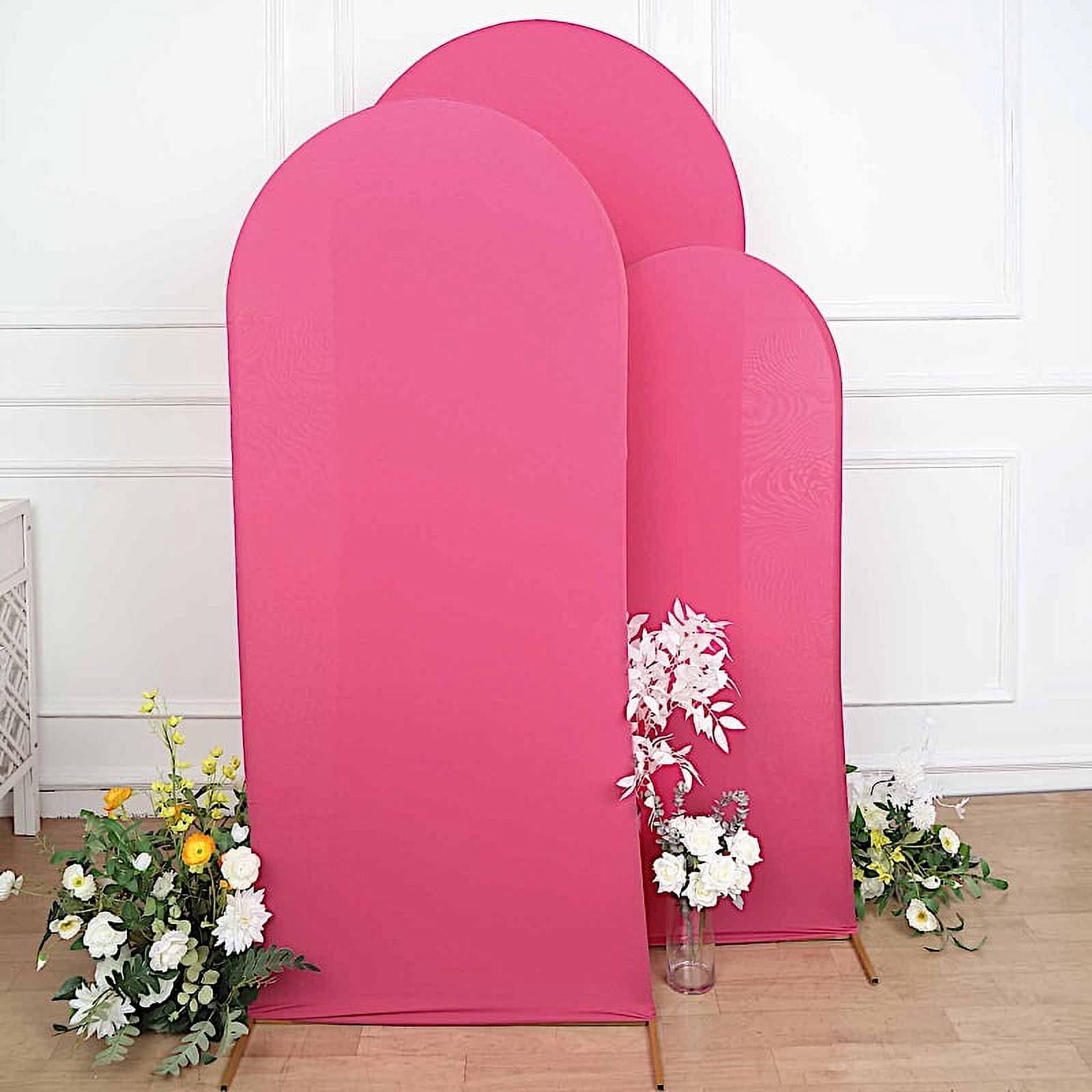 BalsaCircle 3 Fitted Fuchsia Matte Spandex Round Top Wedding Arch ...