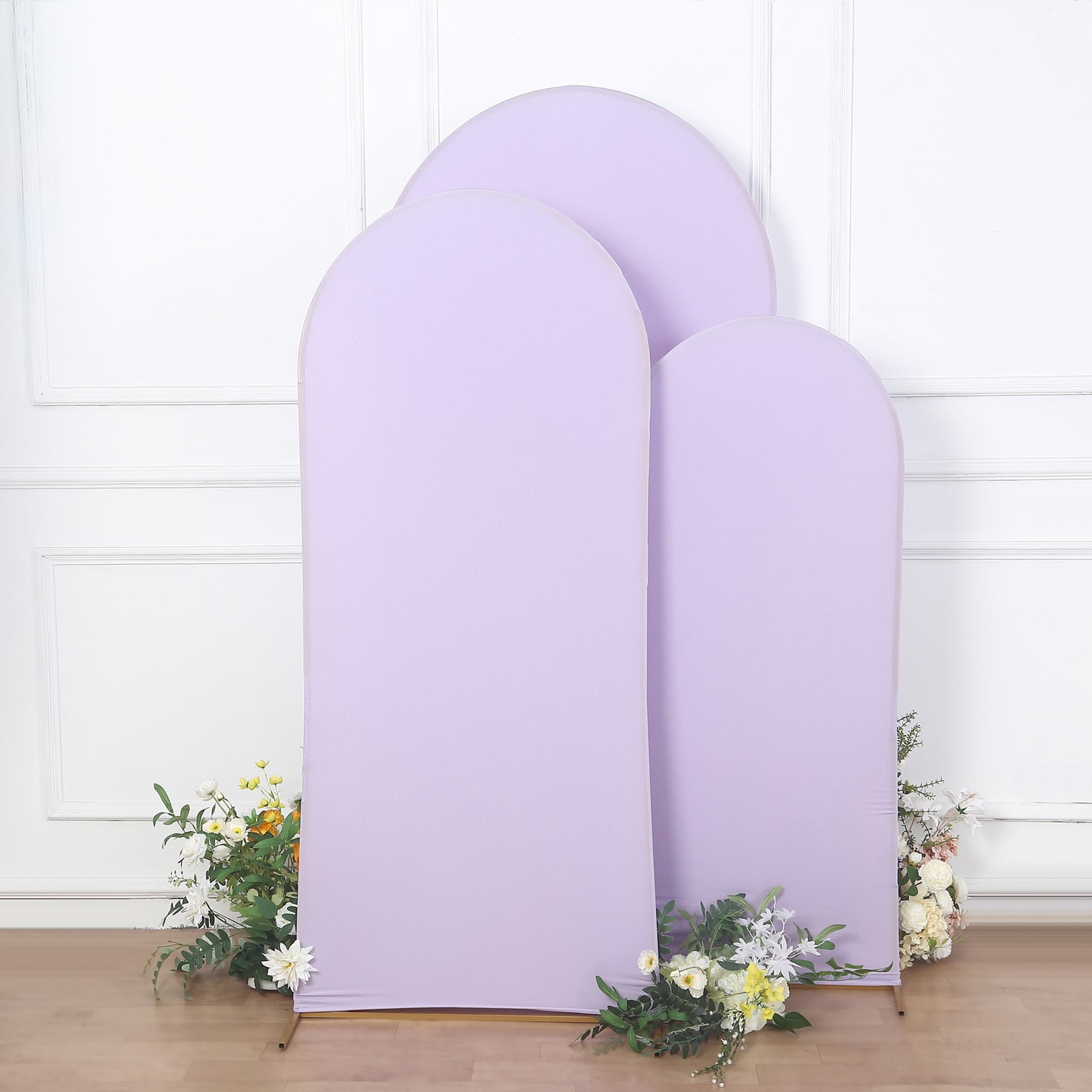 BalsaCircle 3 Fitted Lavender Matte Spandex Round Top Wedding Arch ...