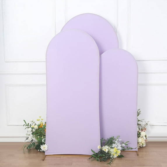 BalsaCircle 3 Fitted Lavender Matte Spandex Round Top Wedding Arch ...