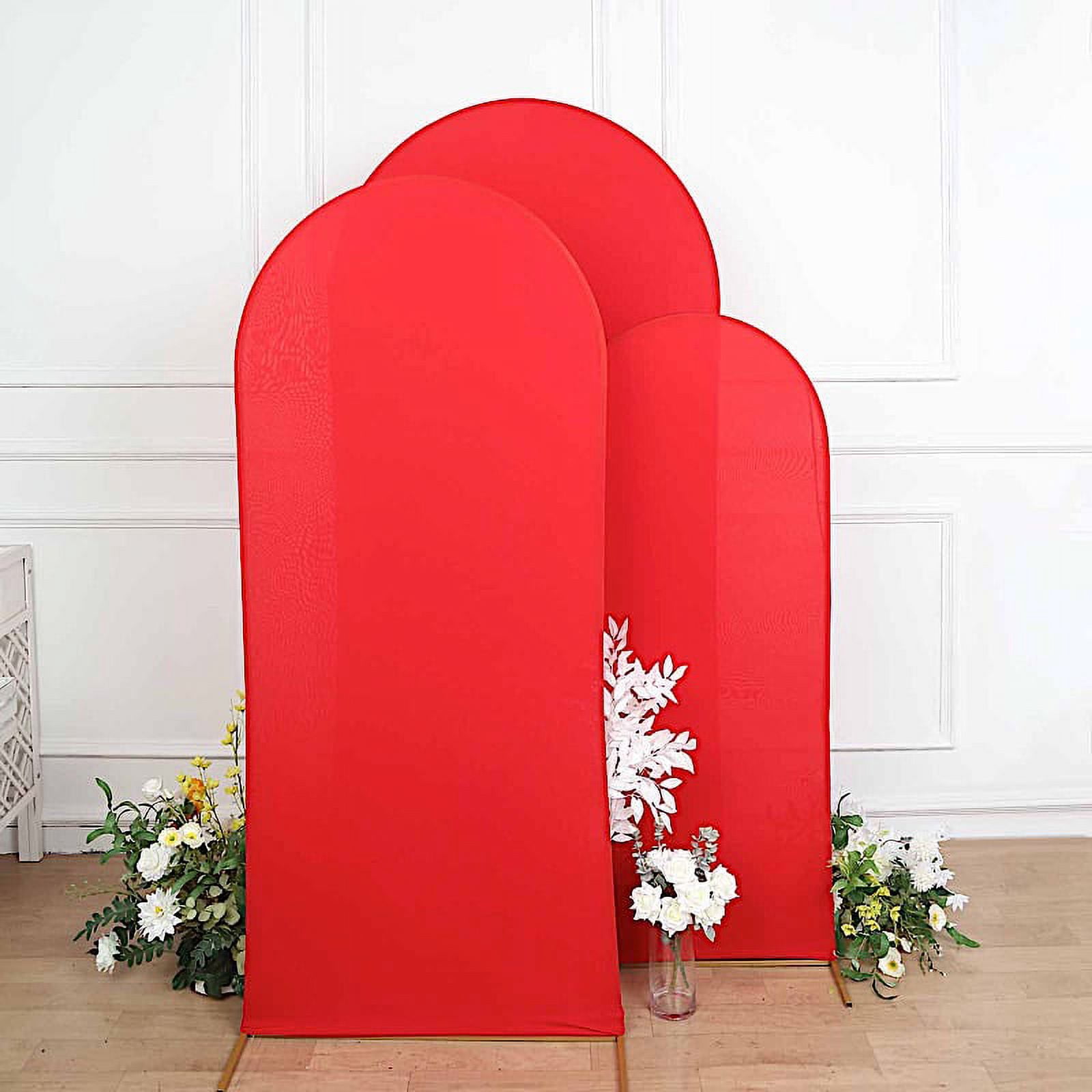 BalsaCircle 3 Fitted Red Matte Spandex Round Top Wedding Arch Backdrop ...