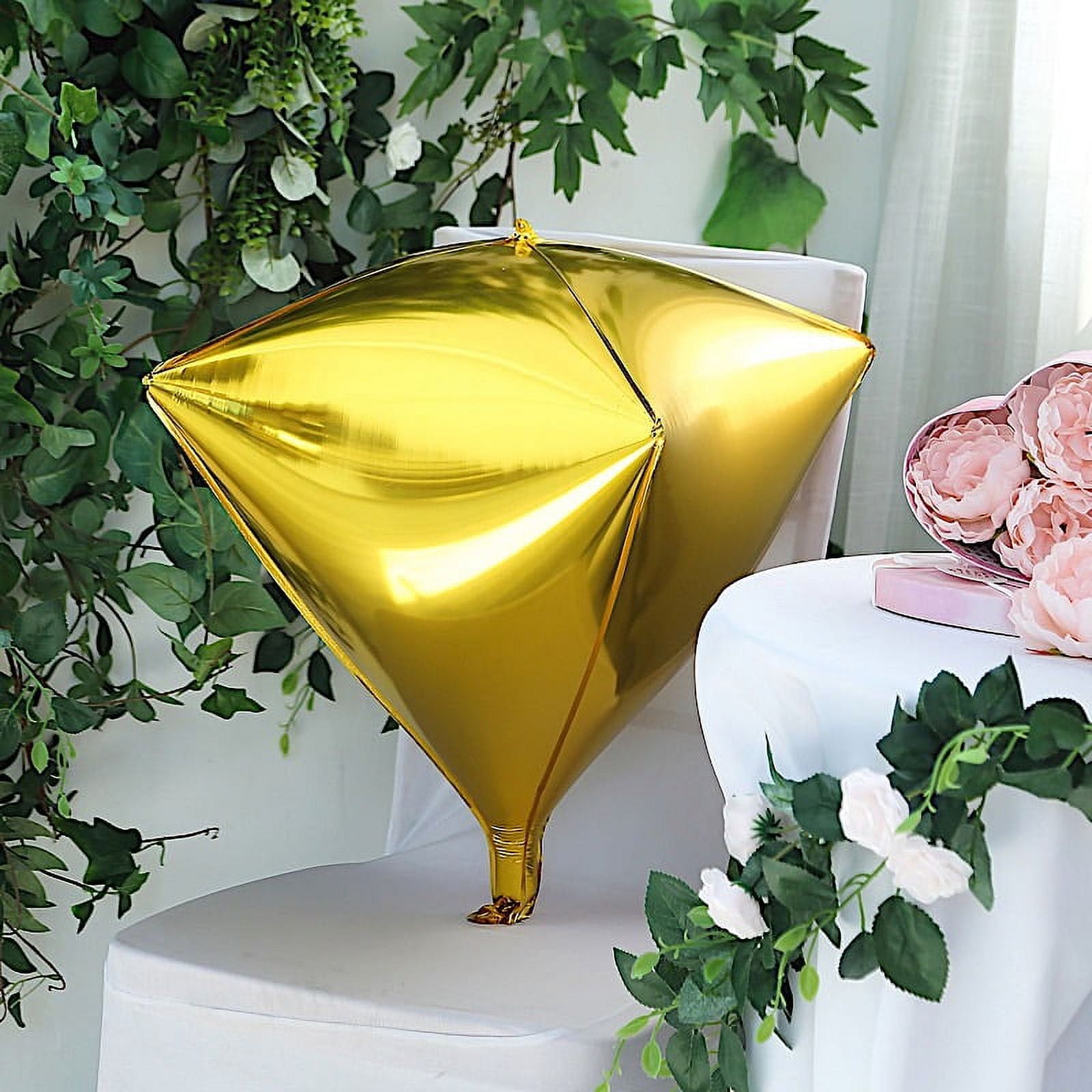 BalsaCircle 3 Gold 4D Diamond Mylar Foil Plain 16" Balloons Wedding ...