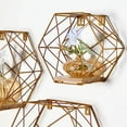 BalsaCircle 3 Gold Hexagon Metal Wood Geometric Floating Shelves ...
