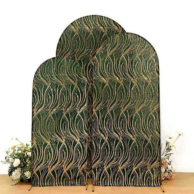 BalsaCircle 3 Hunter Green Gold Mesh Round Top Backdrop Stand Covers ...