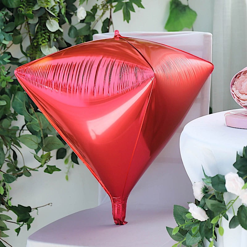BalsaCircle 3 Red 4D Diamond Mylar Foil Plain 16" Balloons Wedding ...