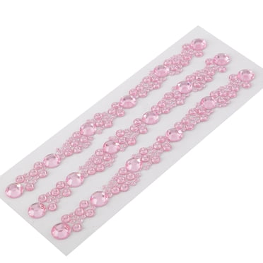 Efavormart 9 Strips Pink Stick on Rhinestone Gems Heptagon Self ...