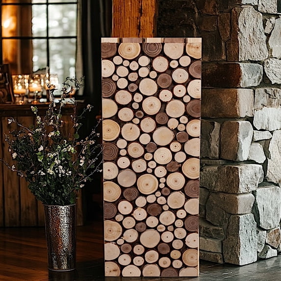 BalsaCircle 30 in Natural Rectangular Wooden Slices Pillar Prop ...