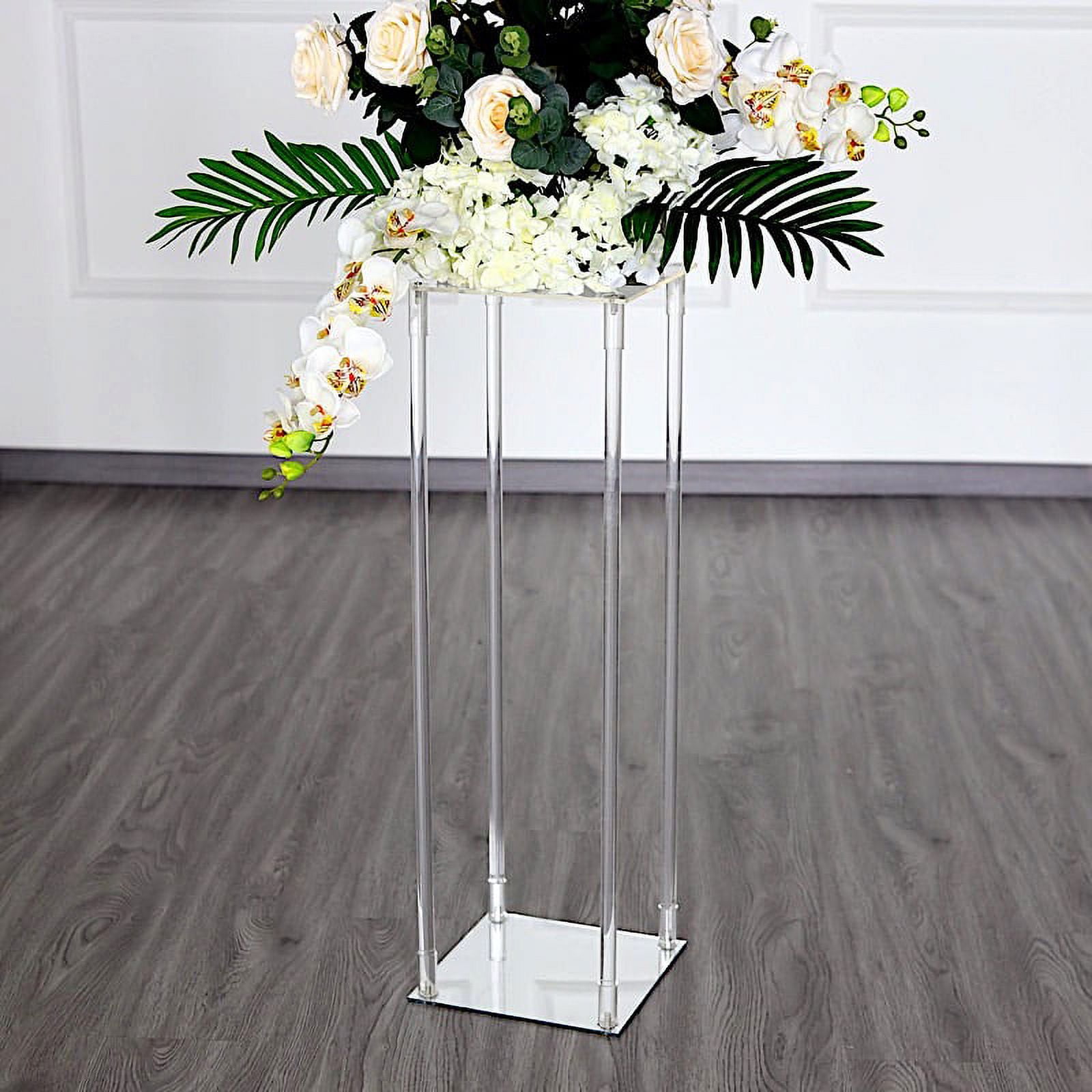 BalsaCircle 32" Clear Crystal Rectangular Stand Flower Vase Column ...